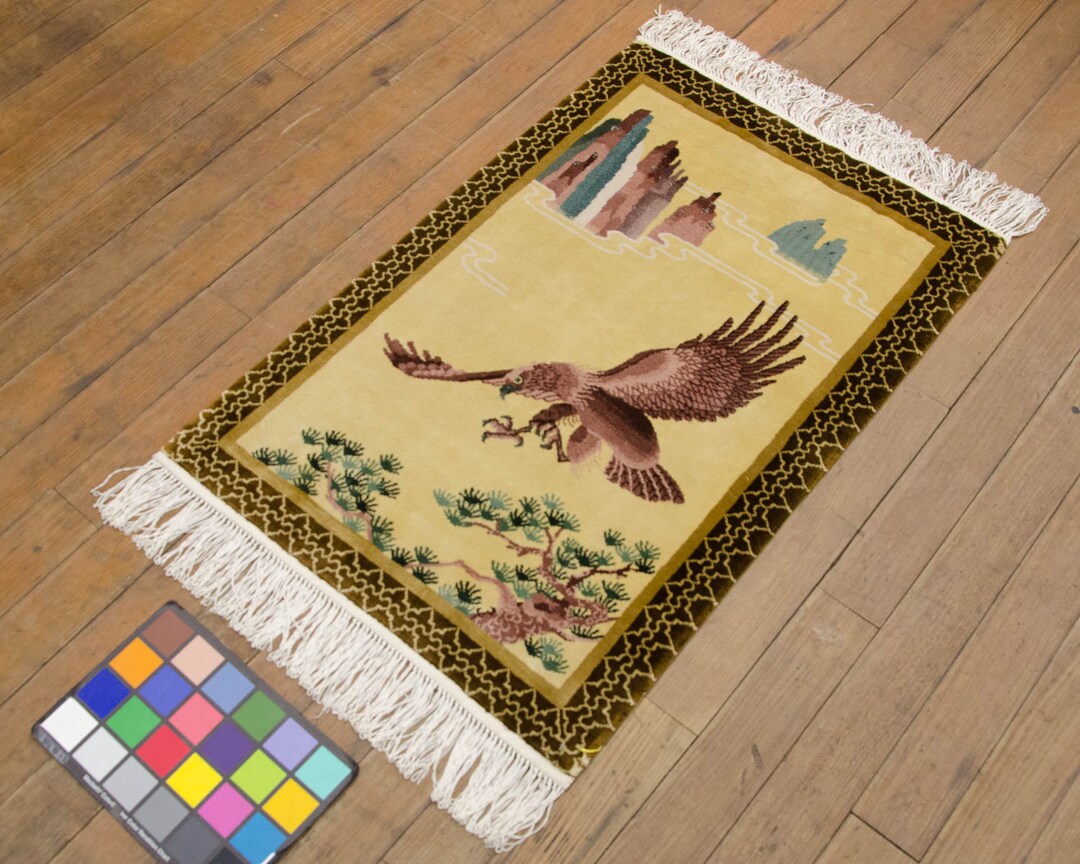 2x3 Chinese Eagle Design Hand Knotted Oriental Vintage Rug 013679 - Etsy