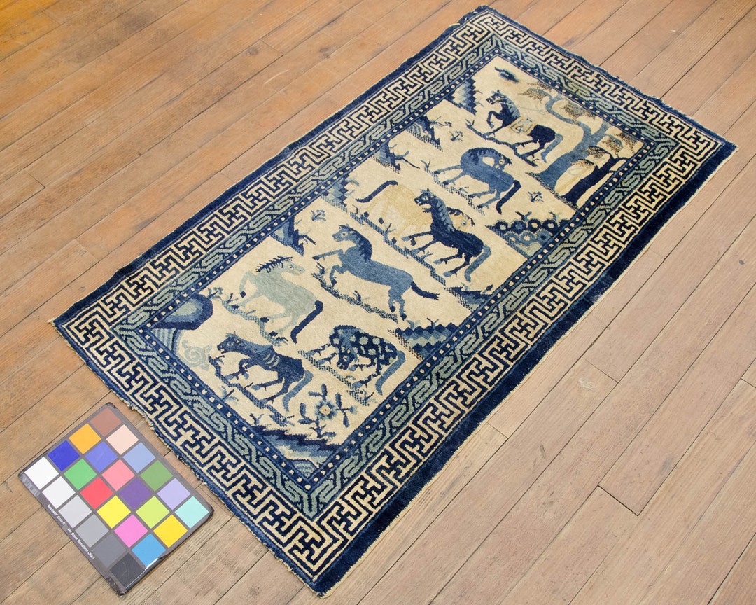 2x4 Horses Design Hand Knotted Chinese Oriental Semi-antique Rug ...