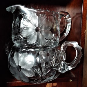 Vintage Crystal Cut Glassware Art Set, Cream and Sugar Set - Etsy