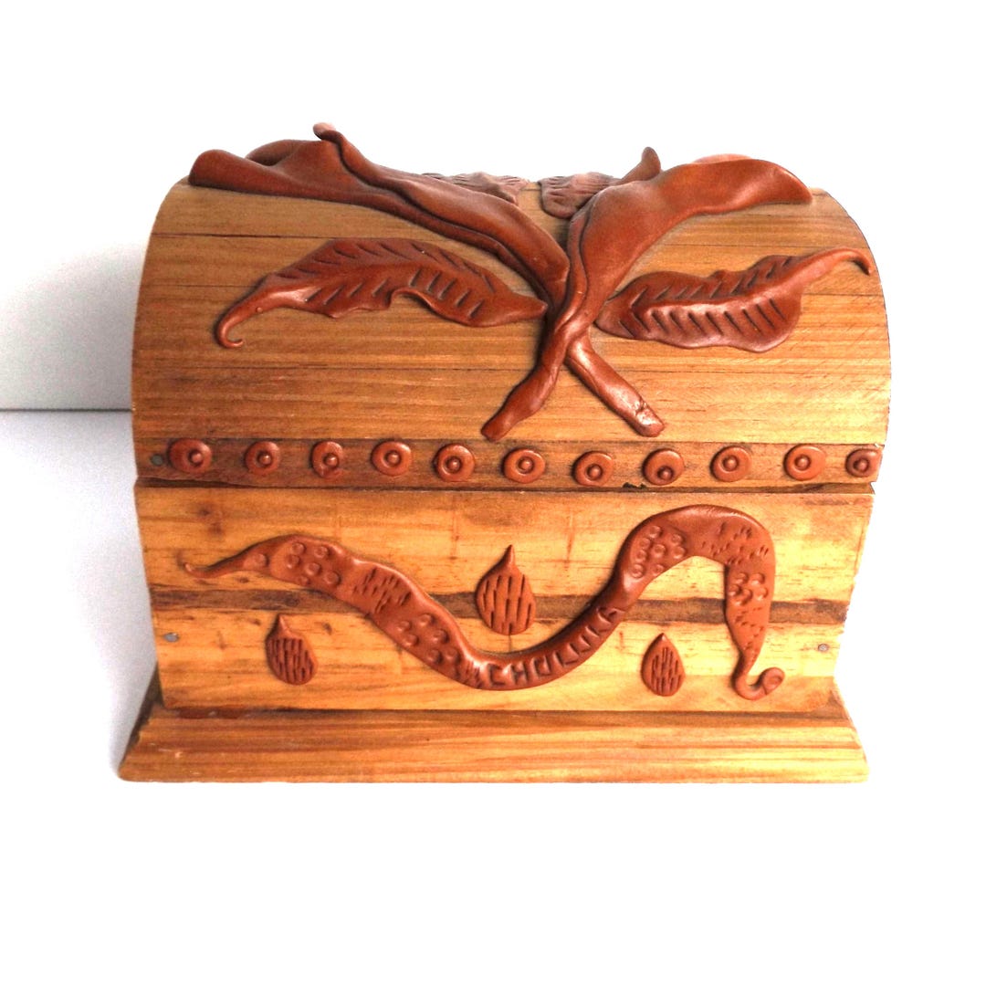 Hand Carved Wooden Treasure Chest, Camel Dome Pirate Chest Trunk - Etsy