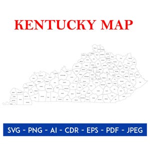 Kentucky County Map Outline Digital Download | USA Map Clipart Cut File ...