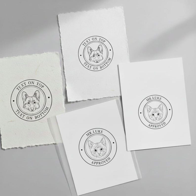 Custom Pet Face Stamp With Personalized Text – Self-inking Round Stamp ...