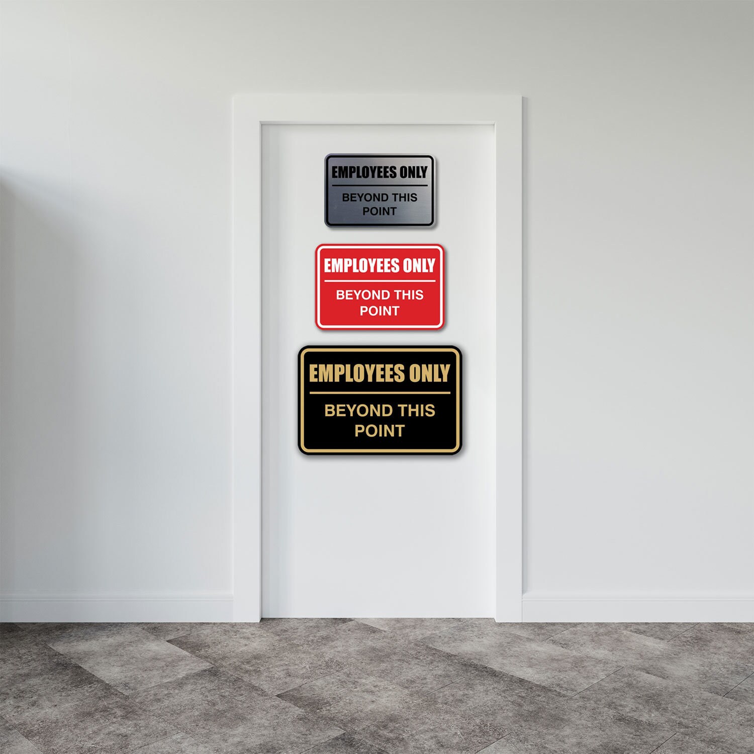 Office Door Sign: Employees Only Beyond This Point | Vibrant Colors ...