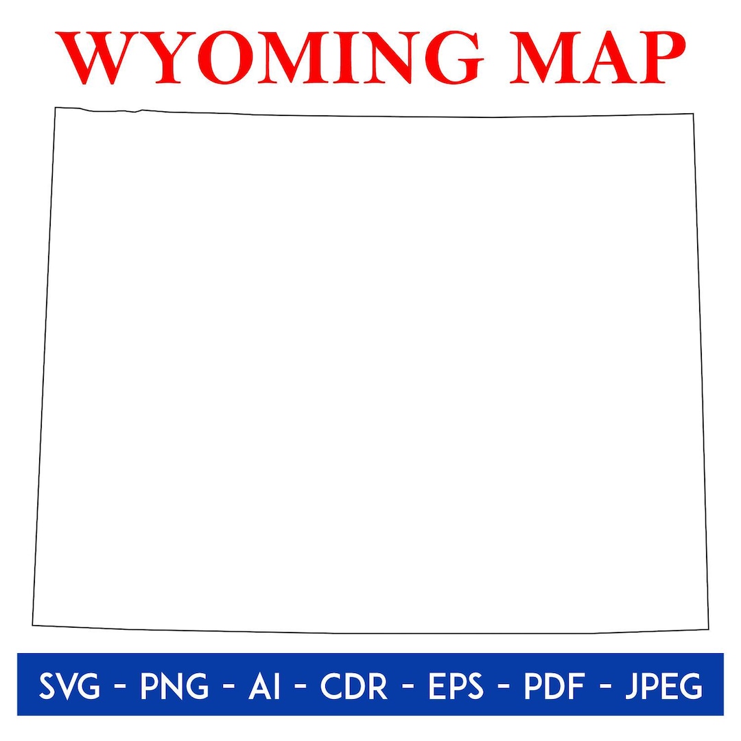 Wyoming Outline County State Border Map Digital Download | USA Map ...
