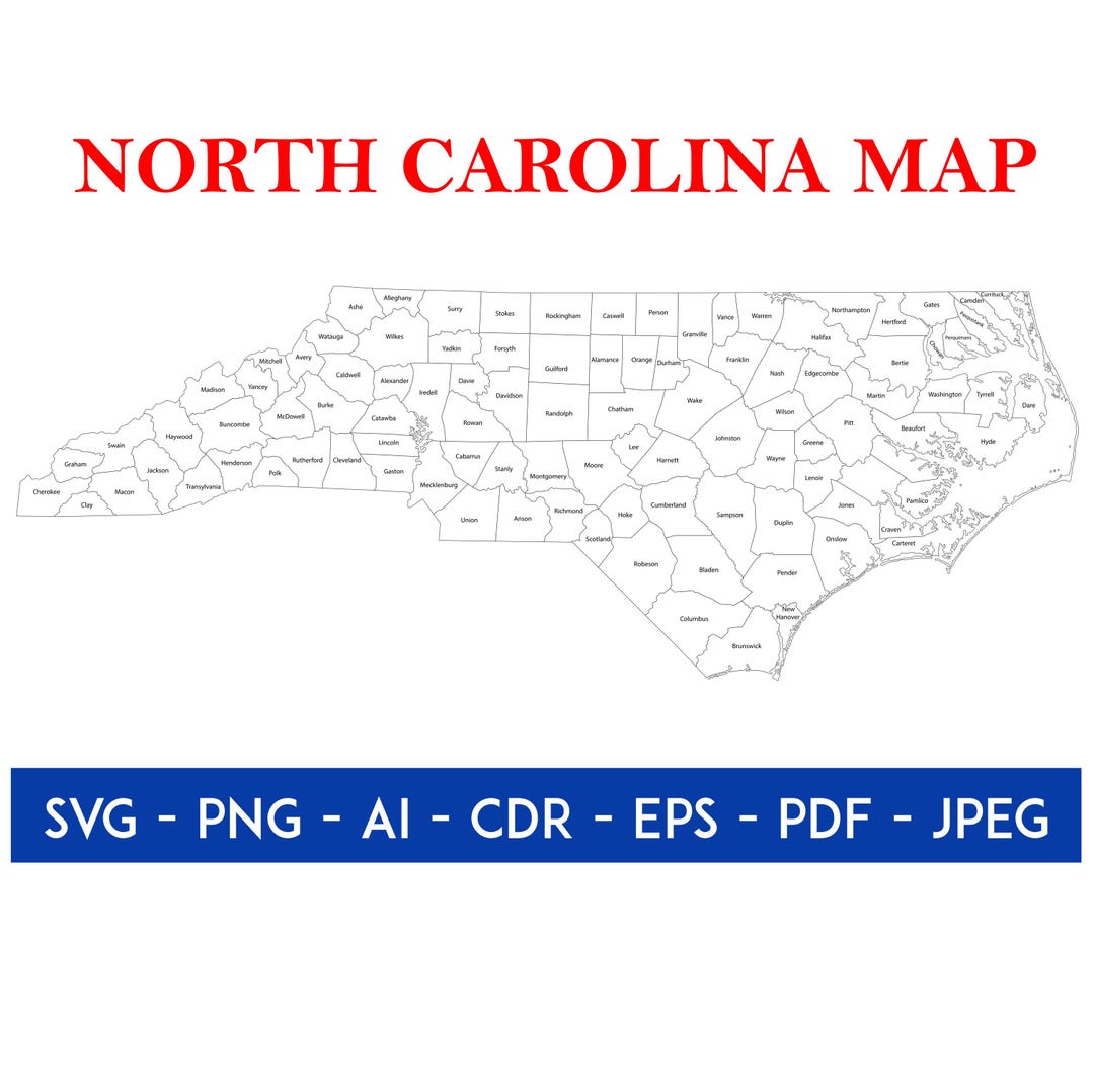 North Carolina State Map Outline Digital Download | USA Map Clipart Cut ...