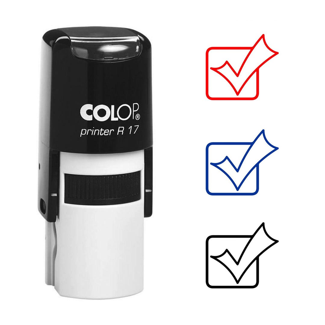 Custom Teacher Grading Stamp - Check Mark With Square - 5/8" Self ...