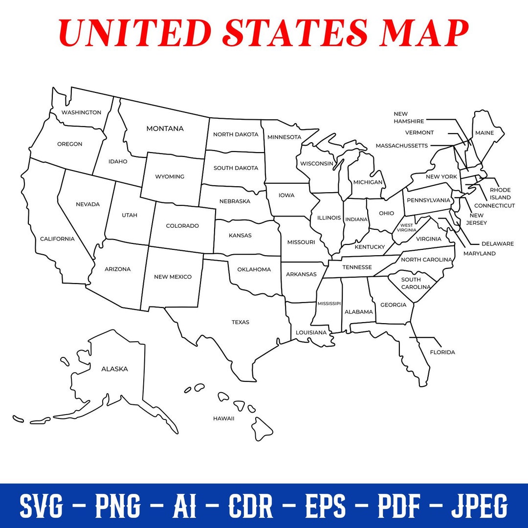 The USA Outline Digital Download | Map Clipart Cut File | Travel Cricut ...