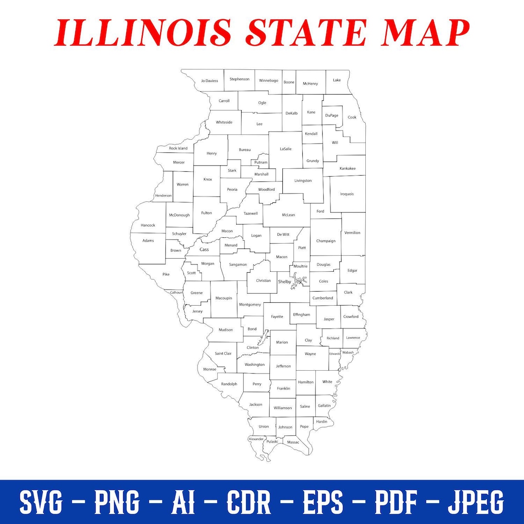 Illinois State Map Outline Digital Download | USA Map Clipart Cut File ...