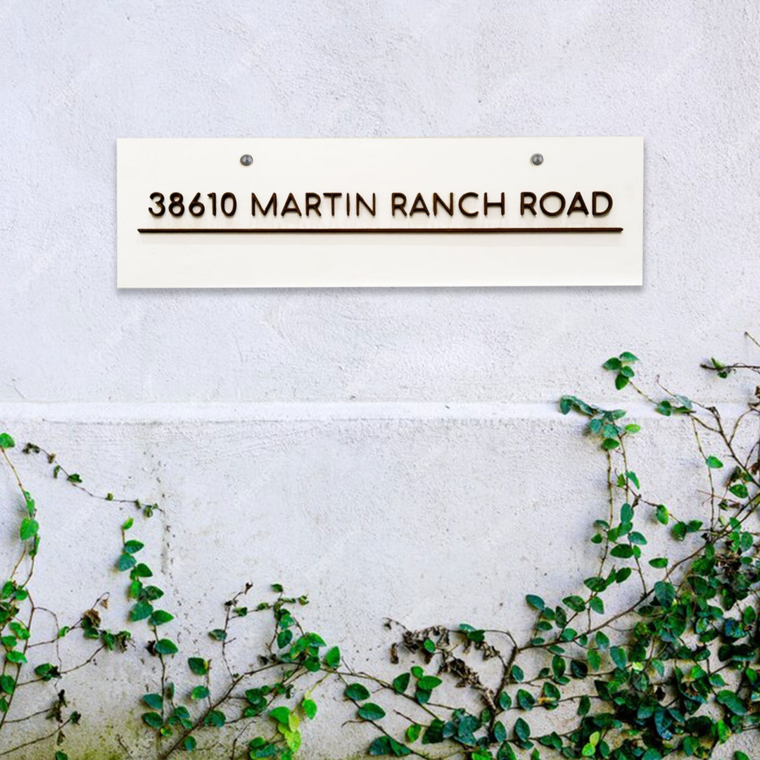 Custom Address Name Plate - White Background With Brown Letters, 22" X ...