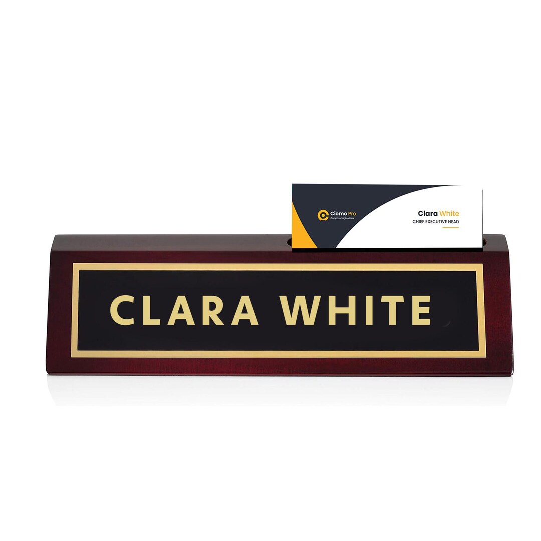 Custom Engraved Wood Desk Name Plate With Piano Finish – Office Desk ...