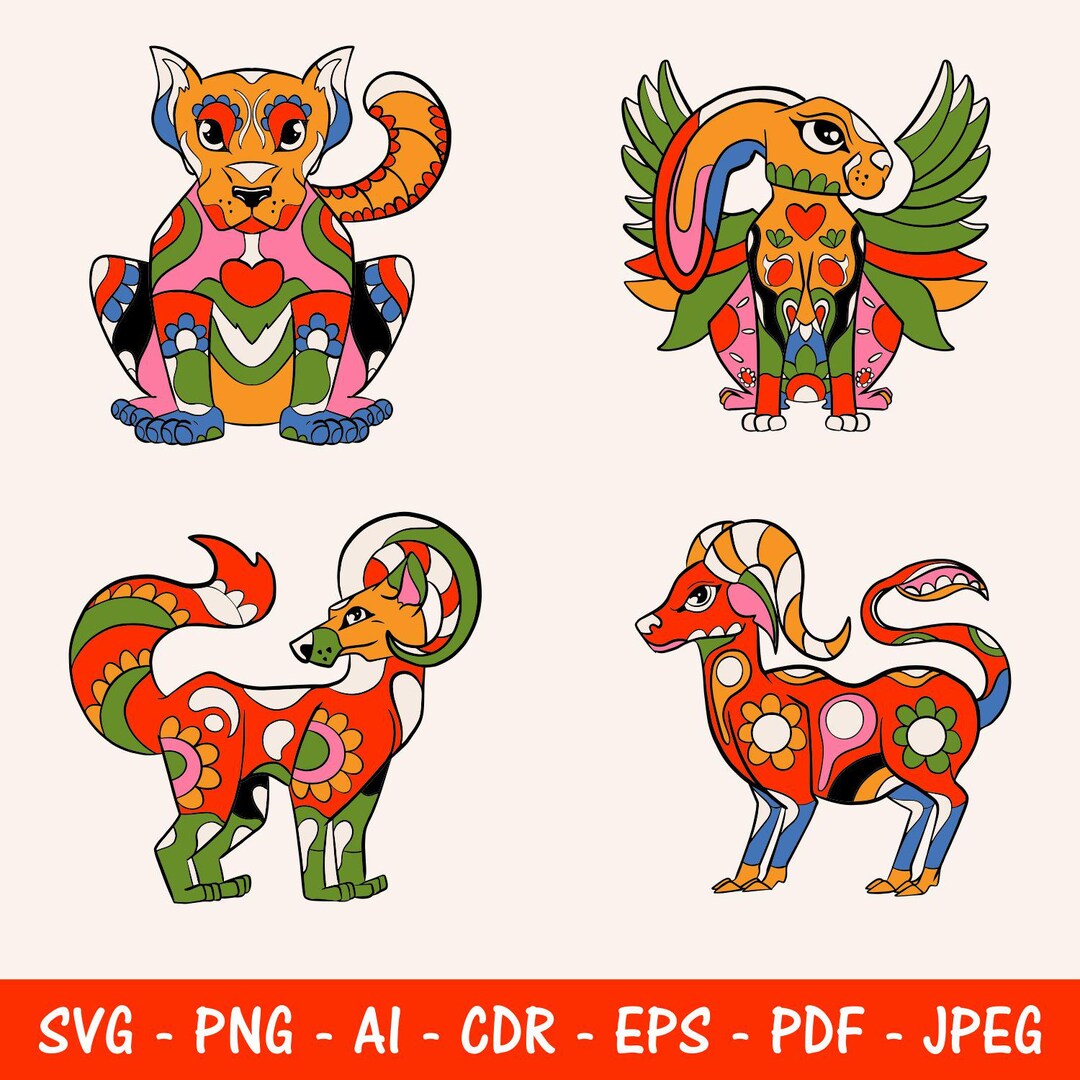 Animal Art SVG | Colorful Animal Clipart Cut File | Silhouette Cricut ...