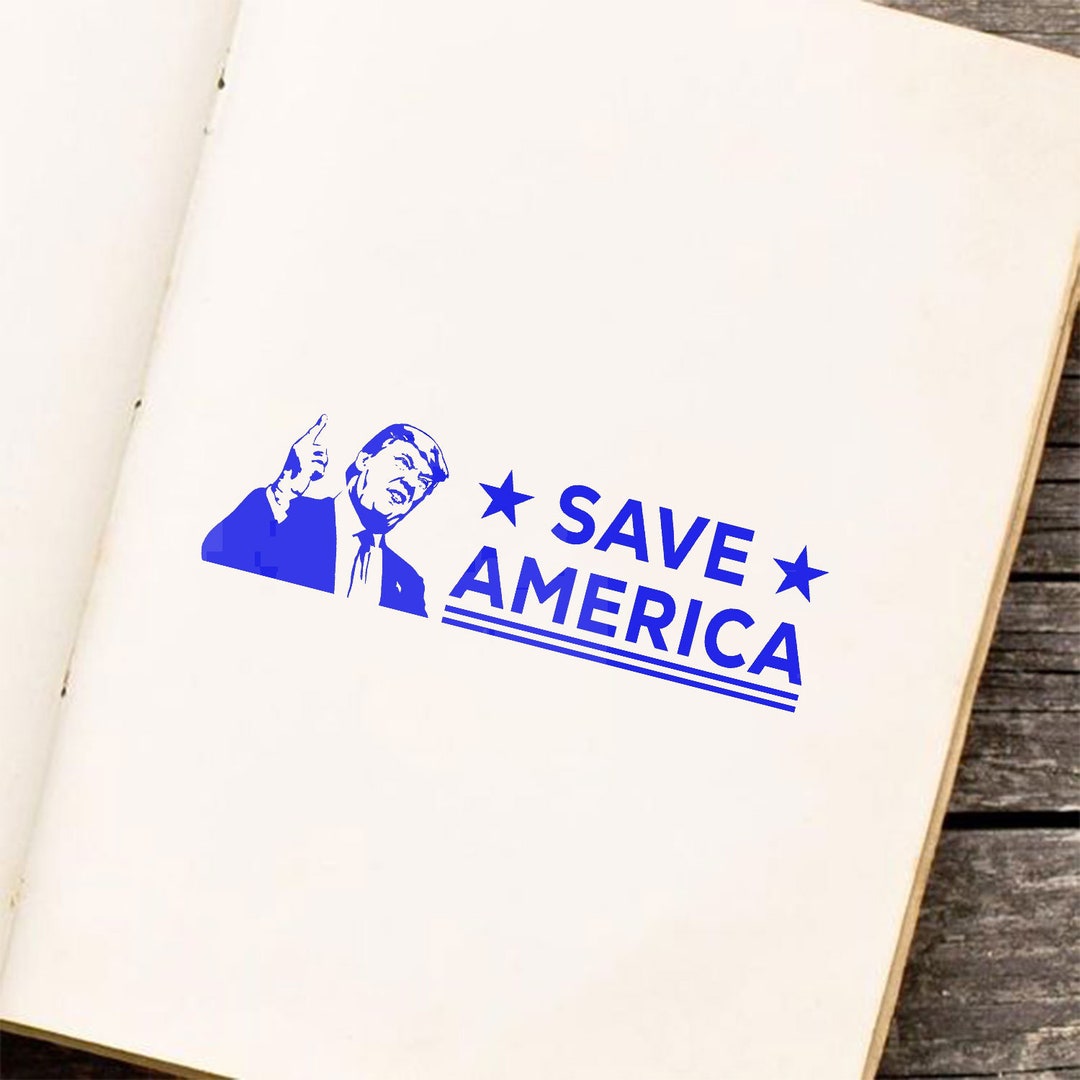 Trump Save America Self-inking Stamp - 3/4" X 1-7/8" - Patriotic Office ...
