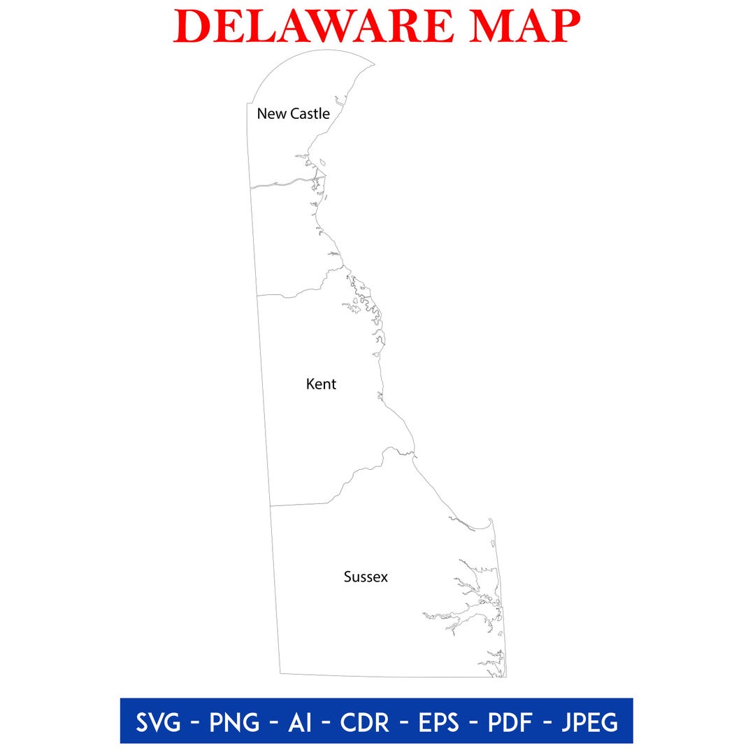 Delaware County State Map Outline Digital Download | USA Map Clipart ...