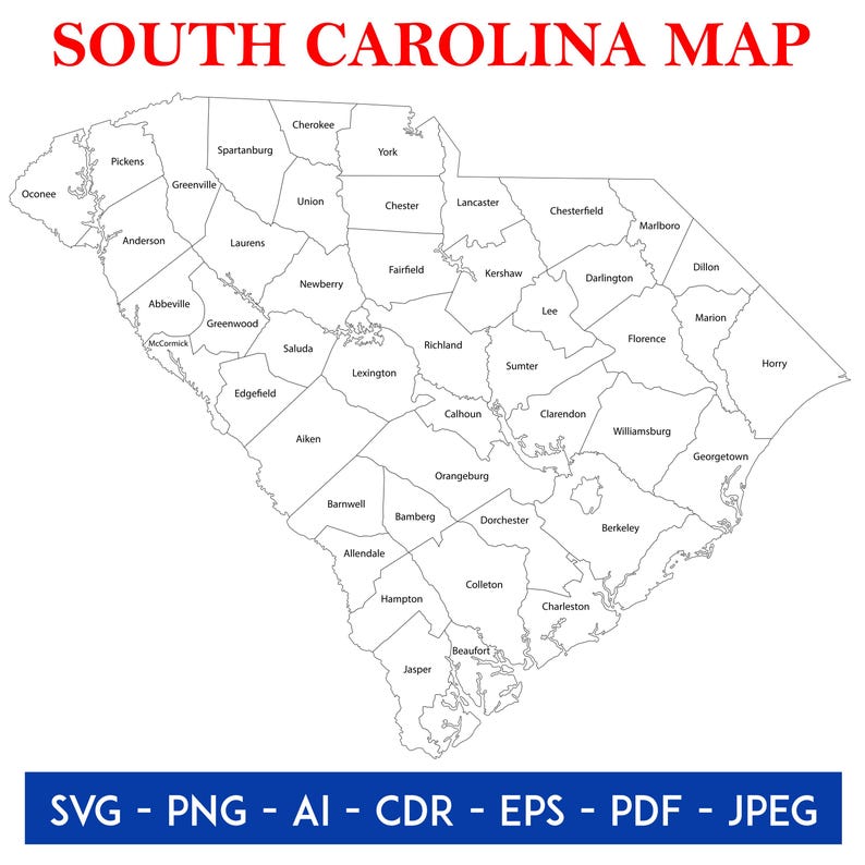 South Carolina State Map Outline Digital Download | USA Map Clipart Cut ...