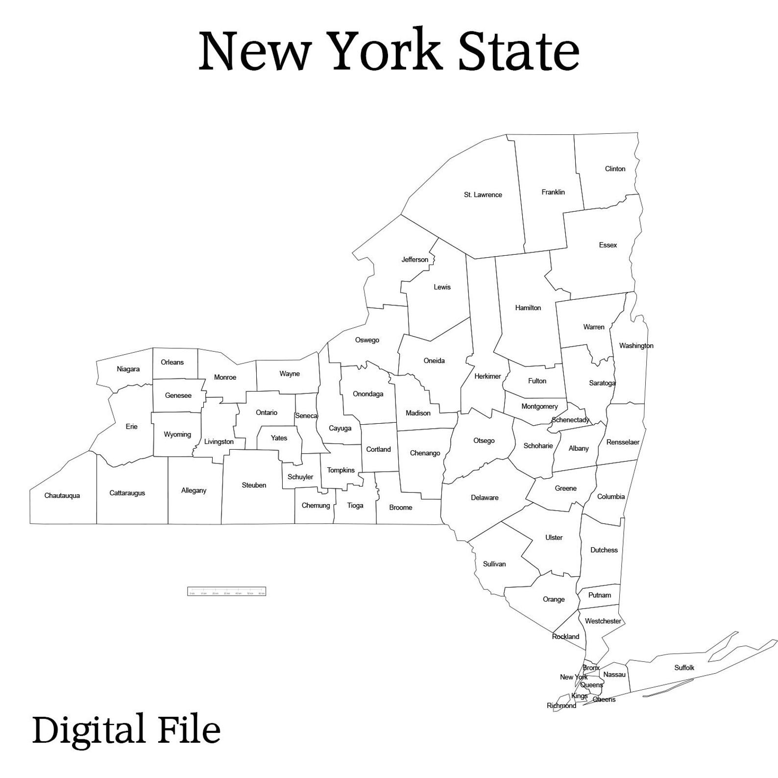 New York State Map Outline Digital Download | USA Map Clipart Cut File ...