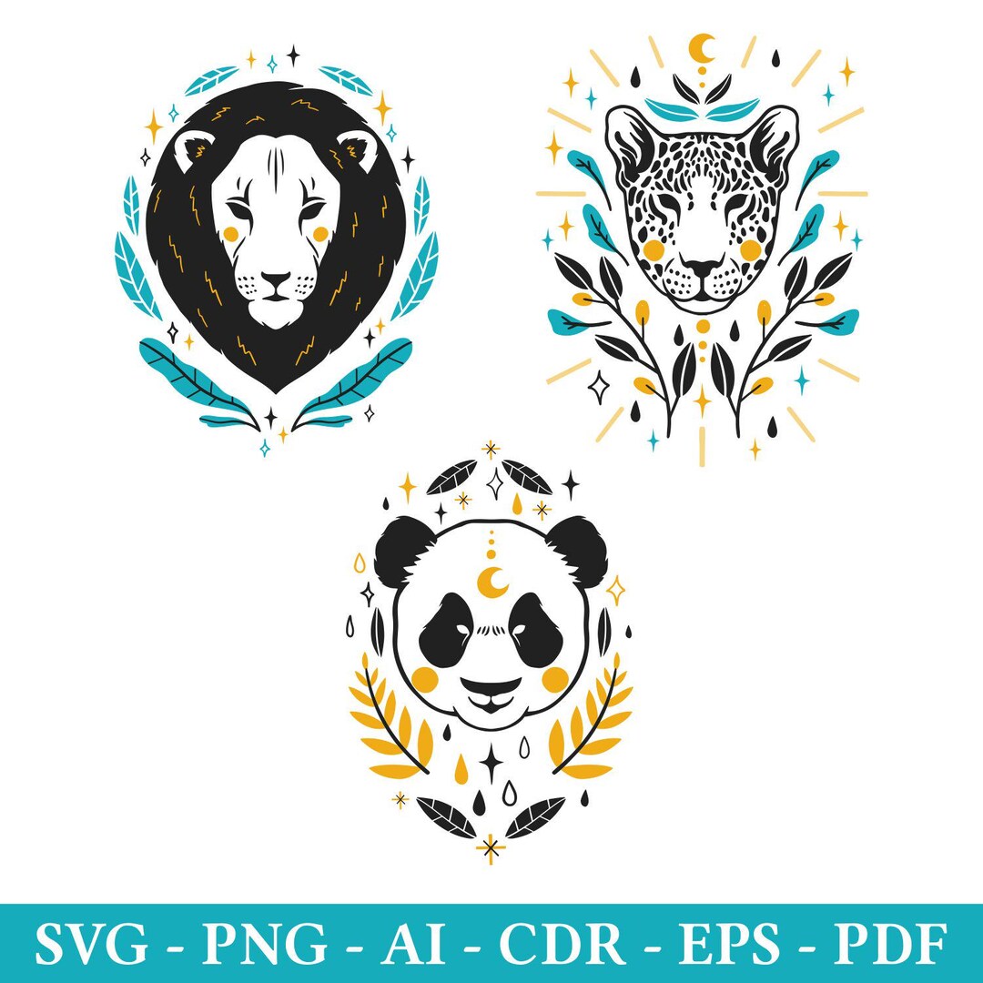 Animal Art SVG | Colorful Animal Clipart Cut File | Silhouette Cricut ...
