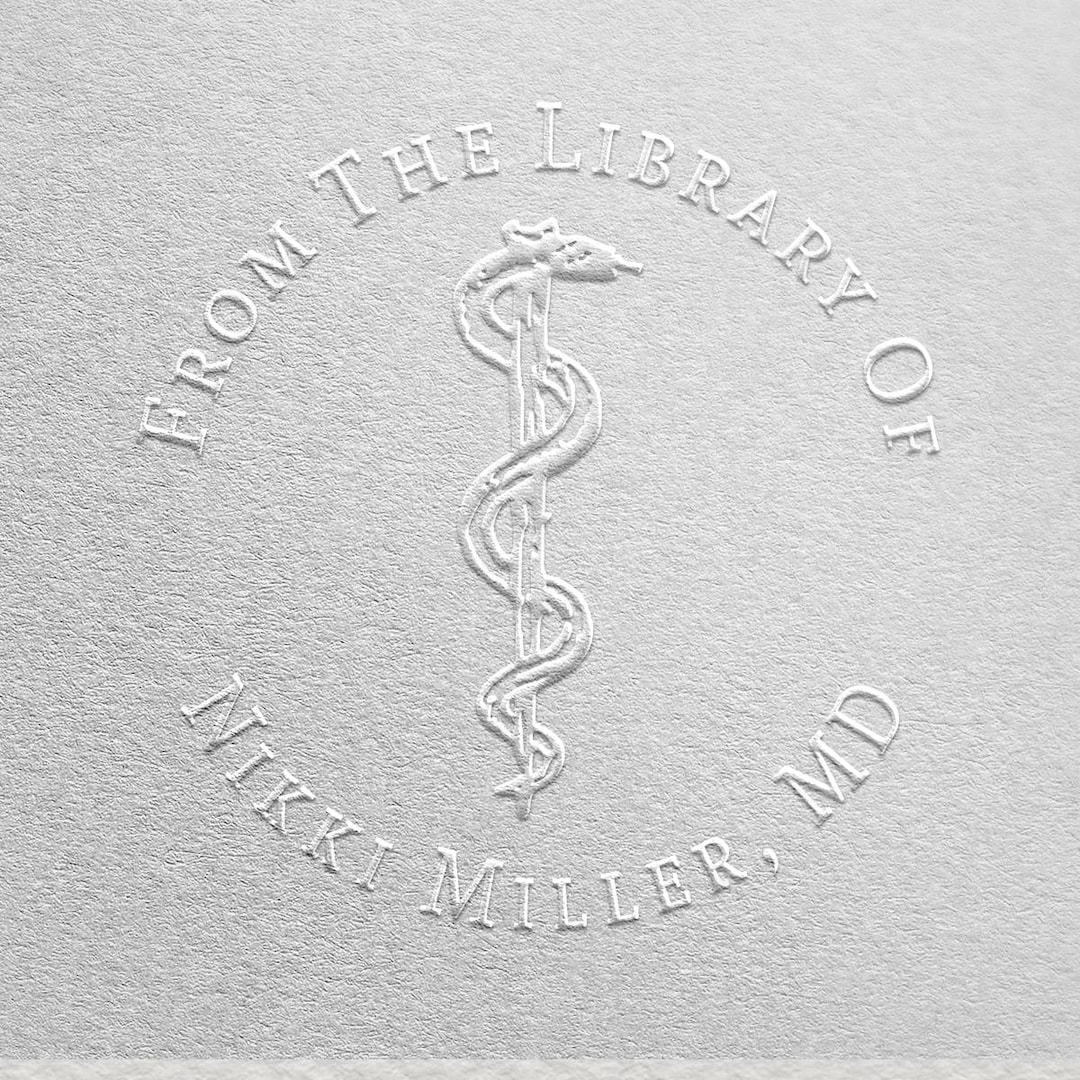 Custom Round Caduceus or Medical Sign Embosser Shiny Ez-seal From the ...