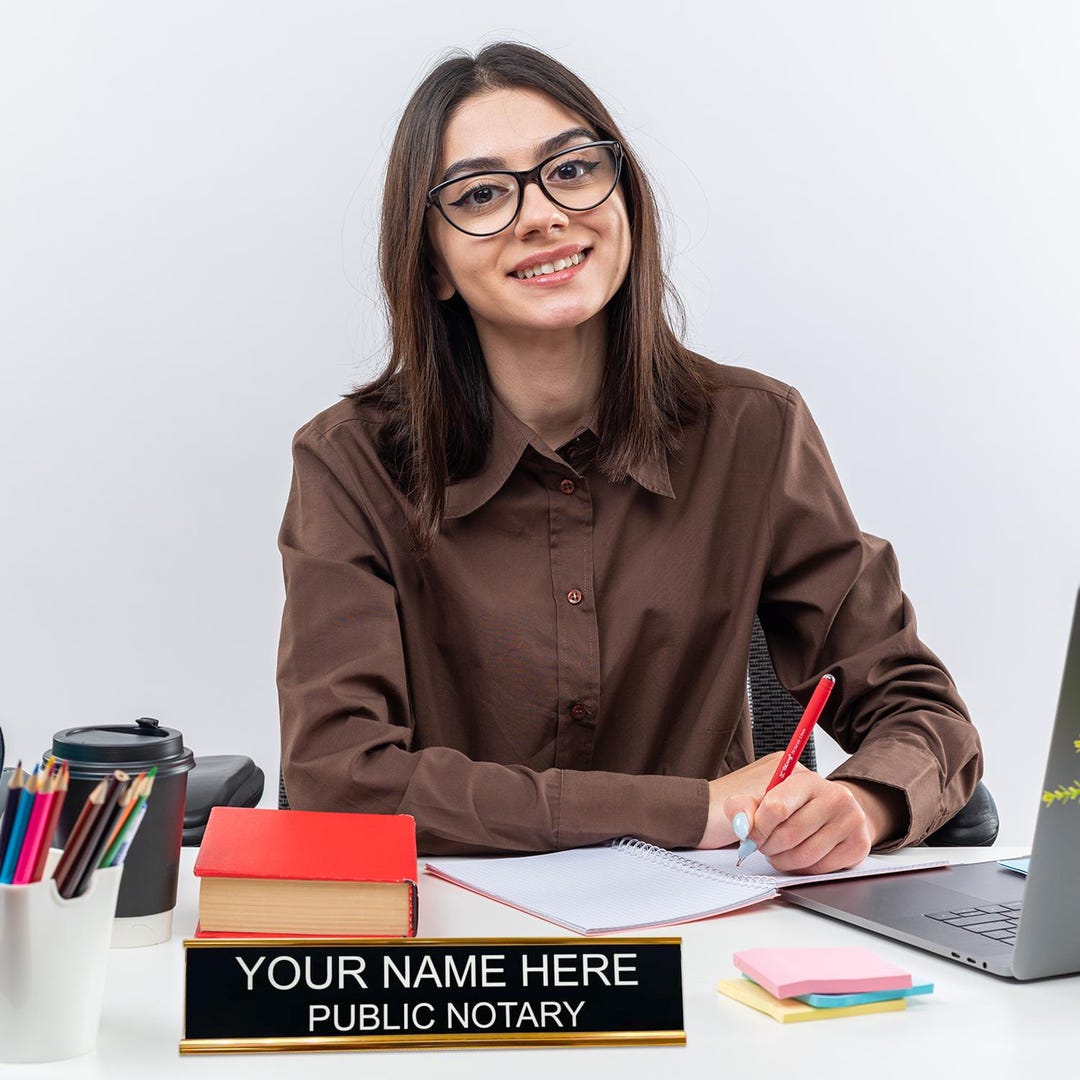 Custom Name With Notary Public Desk Name Plate – 10" X 2" Personalized ...