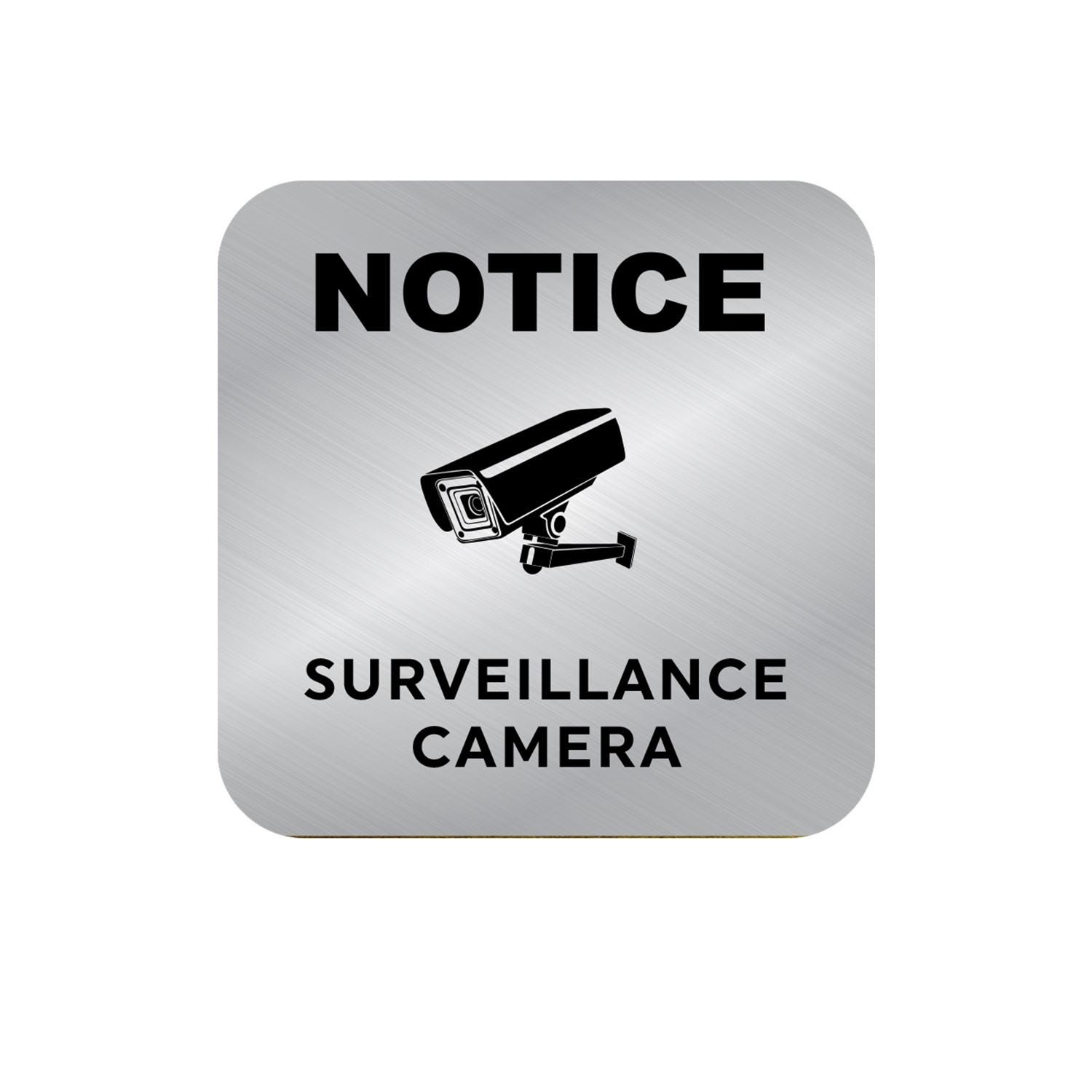 Notice: Surveillance Camera Sign – Silver & Gold Plastic Laminate With ...