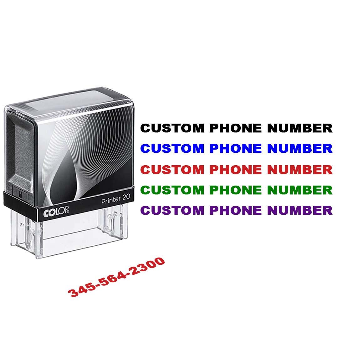 Custom Phone Number Self-inking Stamp – 9/16" X 1-1/2" Impression ...