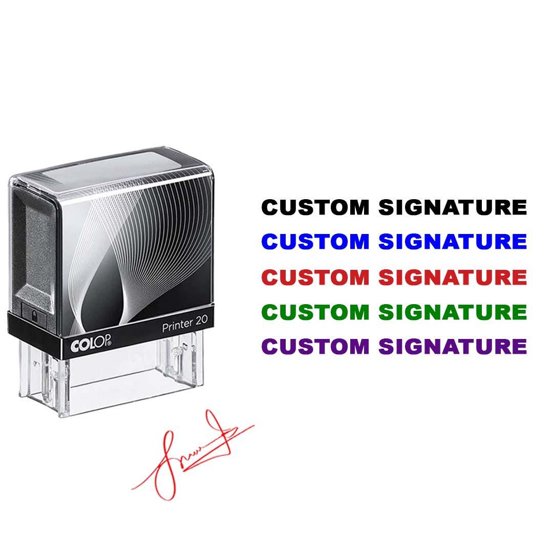 Custom Signature Self-inking Stamp – 9/16" X 1-1/2" Impression | Office ...