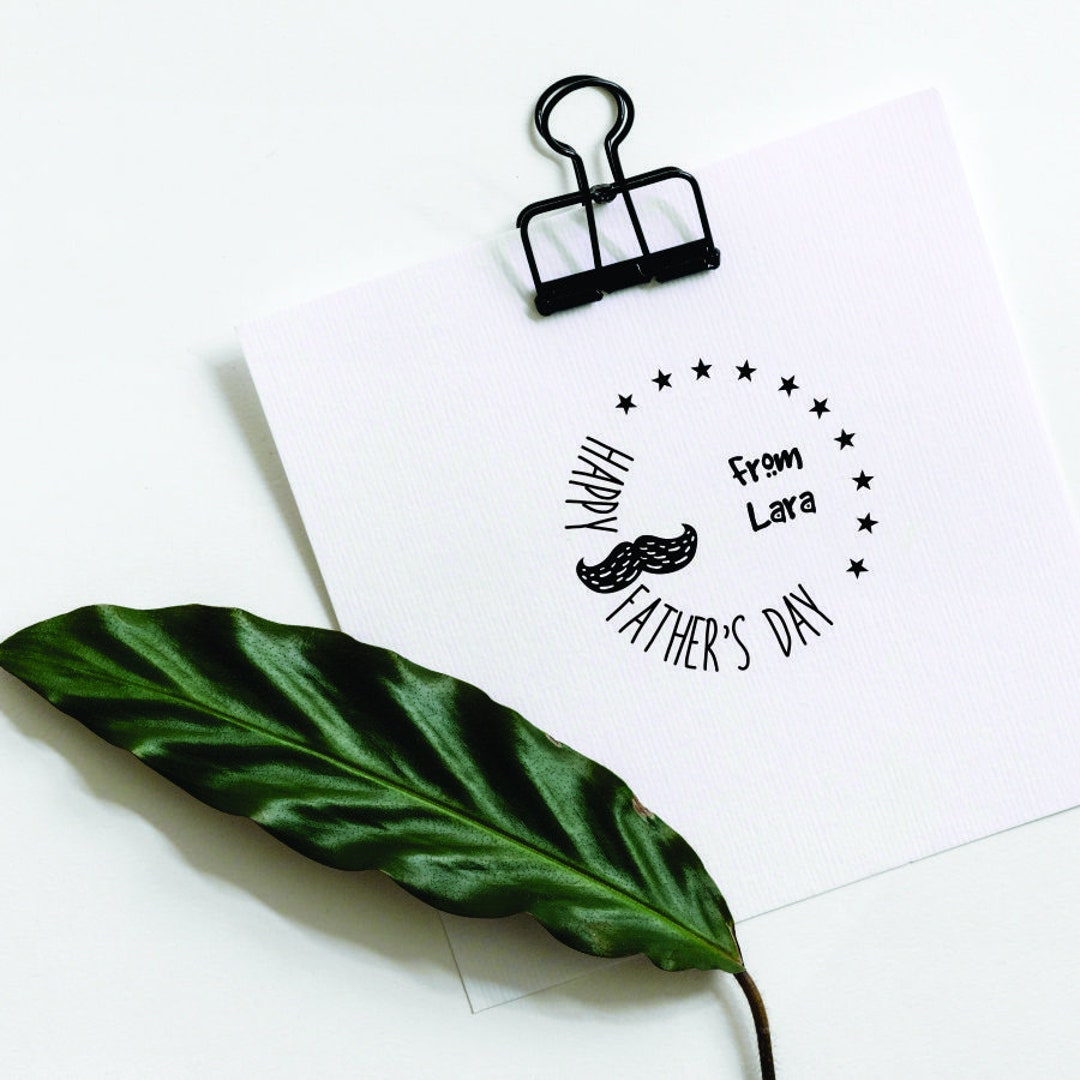 Happy Father's Day Stamp With Moustache & Stars - Custom Name of Son ...