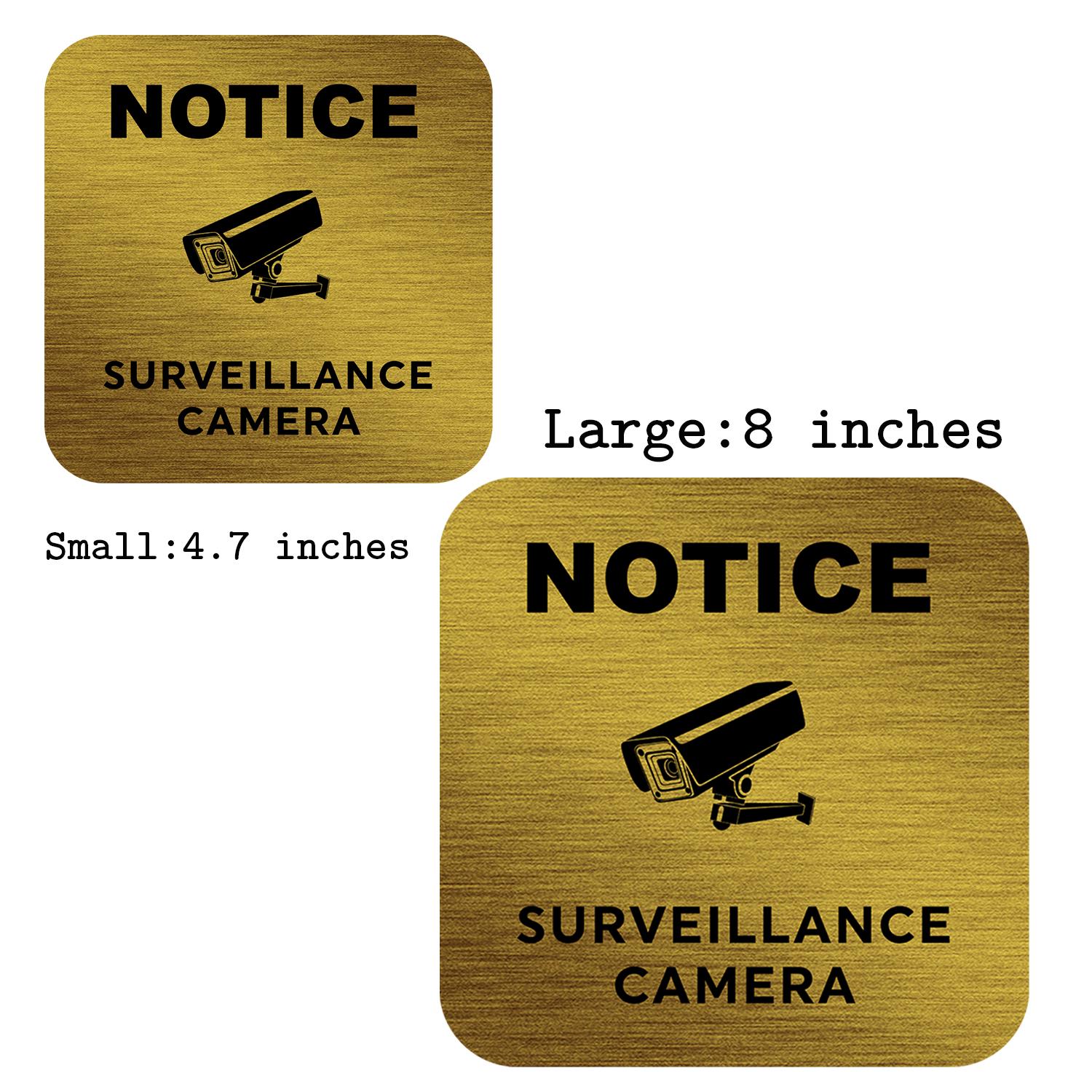 Notice: Surveillance Camera Sign – Silver & Gold Plastic Laminate With ...
