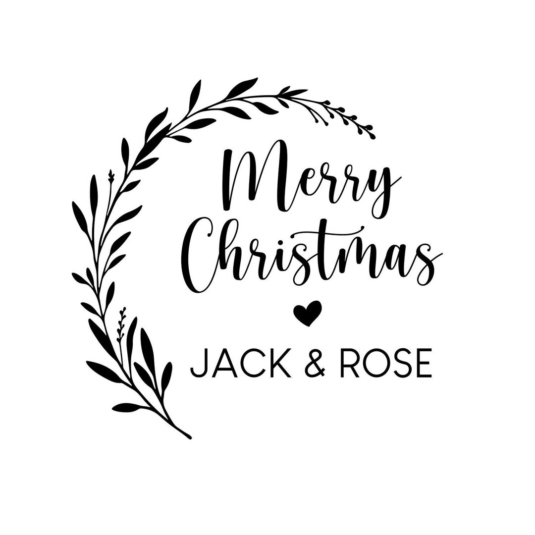 Personalized Round Merry Christmas Stamp With Couple Names | 1-5/8 ...