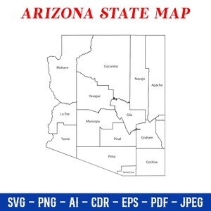 Arizona Outline Map Digital Download | Map Clipart Cut File | USA ...