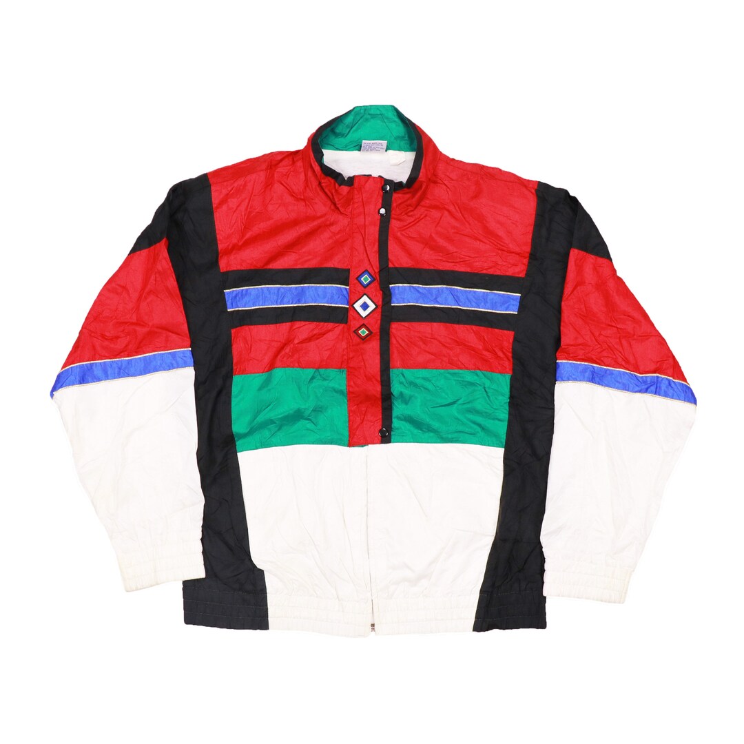 Vintage 90s Colorful Nylon Windbreaker Jacket: Rave Fashion - Etsy