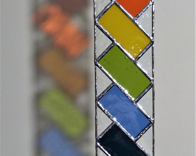 Rainbow . Stained Glass Panel . Multi Coloured Abstract Art Suncatcher ...