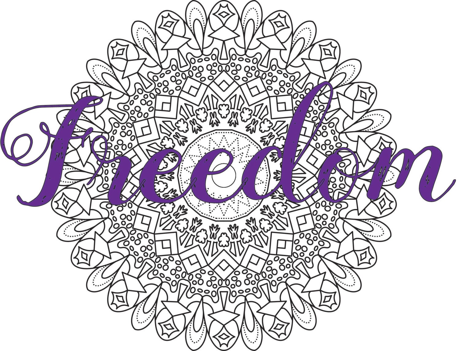 Freedom ~ Power Word Adult Coloring Page - Etsy