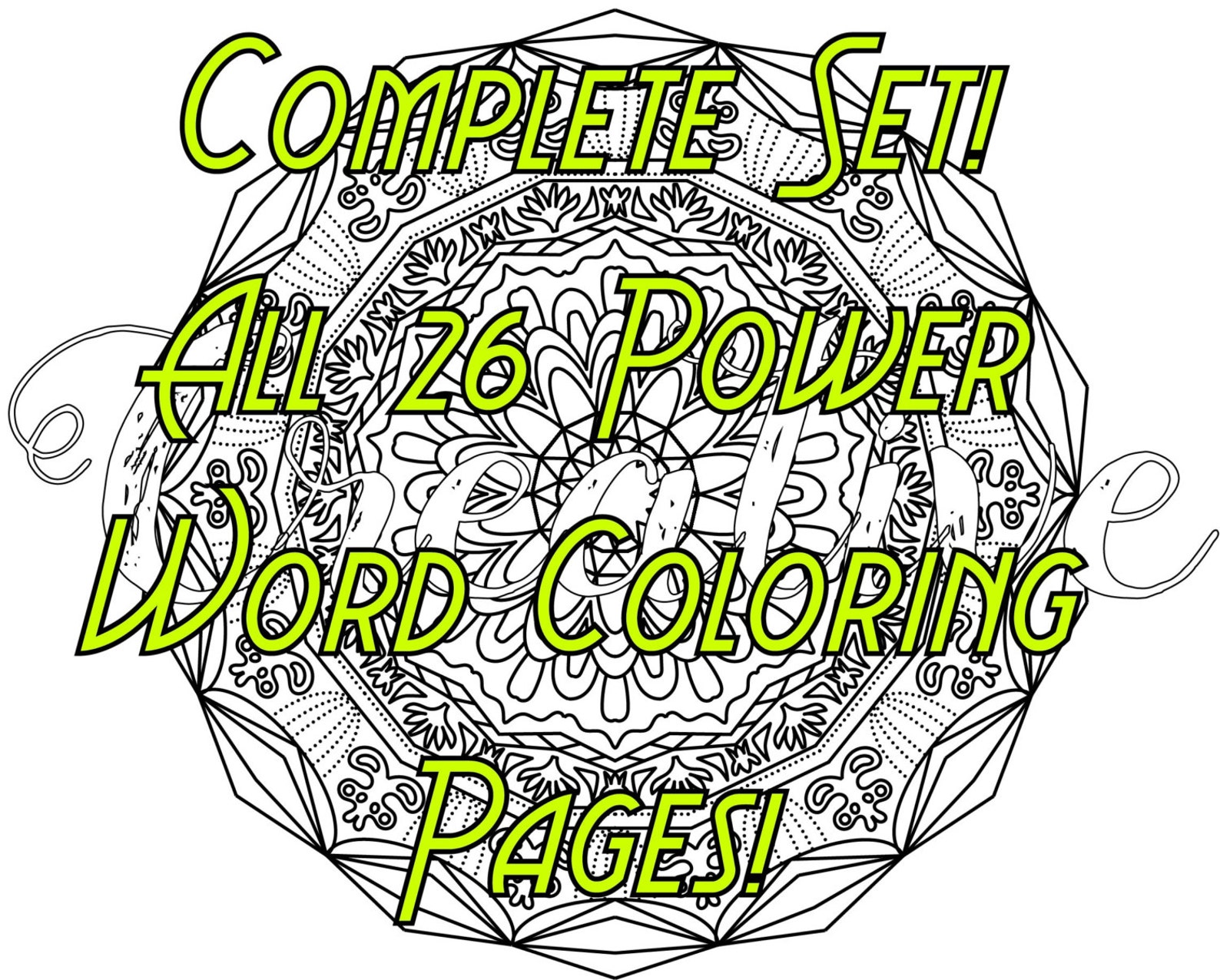 Complete Set A-Z ~ Power Word Adult Coloring Page ~ 26 Pages - Etsy