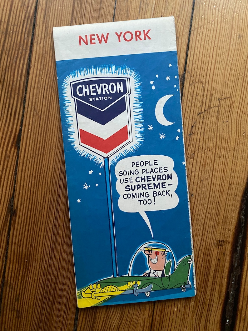 Chevron Vintage New York State Road Map - Etsy