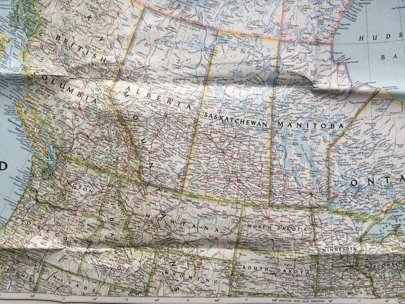 1947 National Geographic Map Canada Greenland Alaska Vintage - Etsy