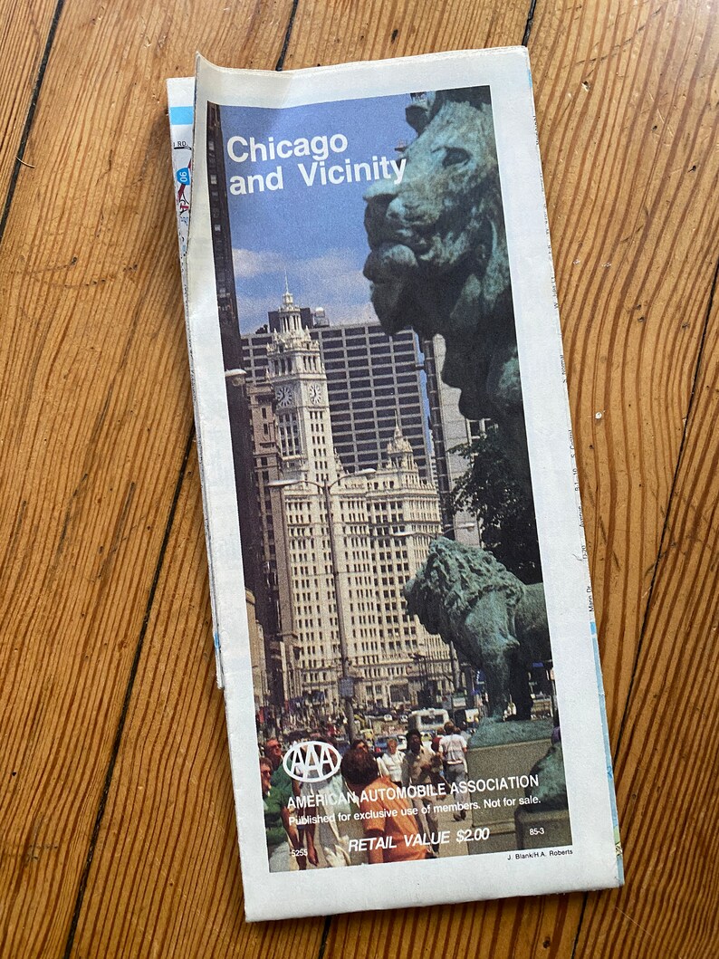 Mapa AAA Mapa vintage Chicago - Etsy México