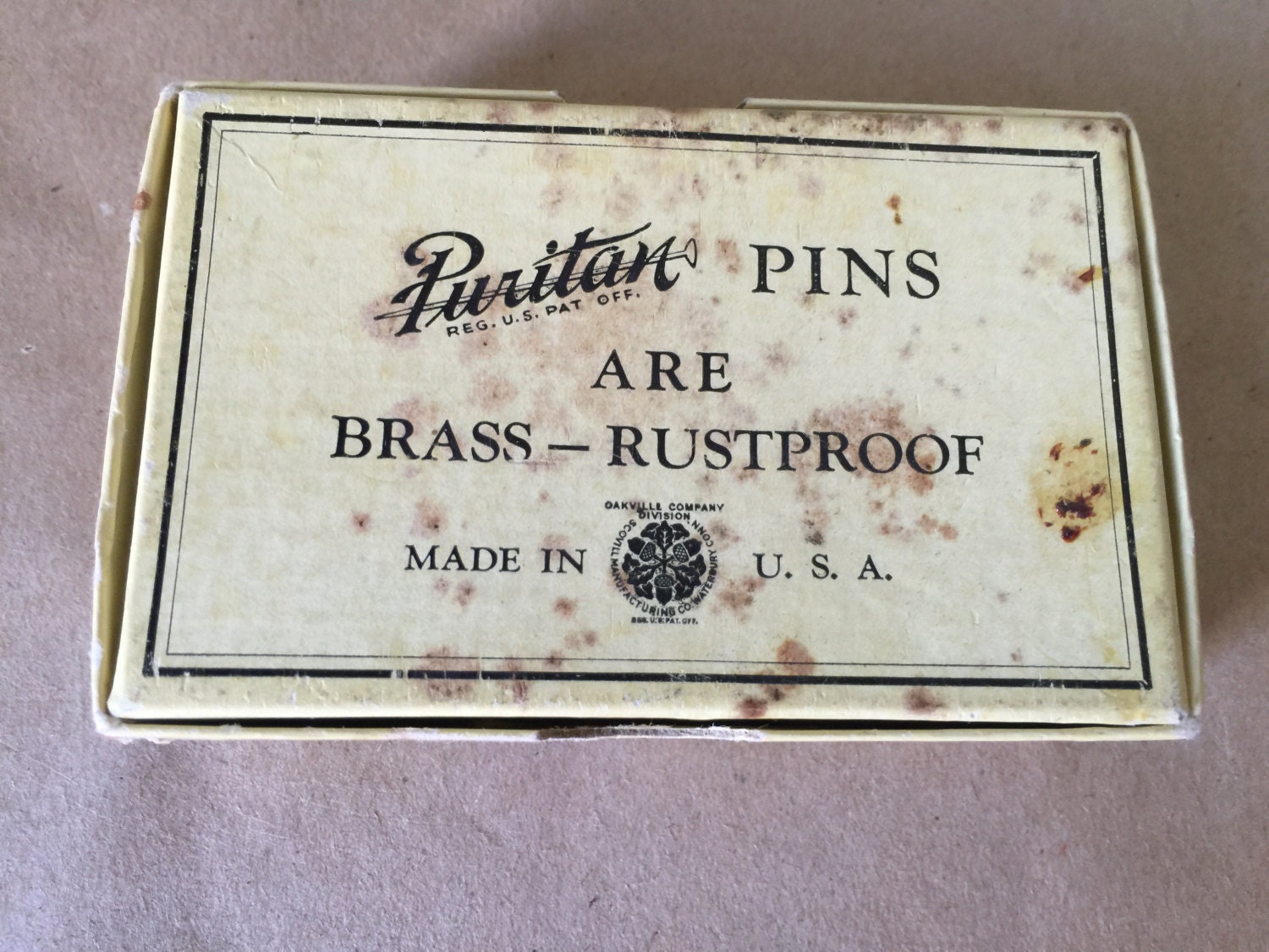 Vintage Oakville Puritan Bank Pins Box Sewing Collectible - Etsy