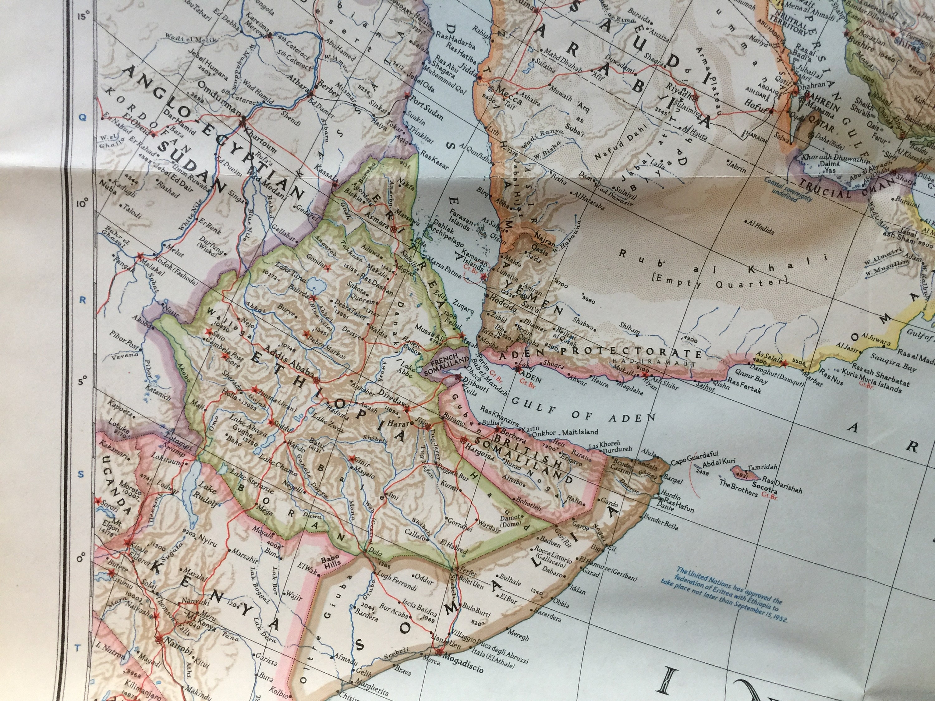 1951 Map of Asia and Adjacent Areas National Geographic Map - Etsy