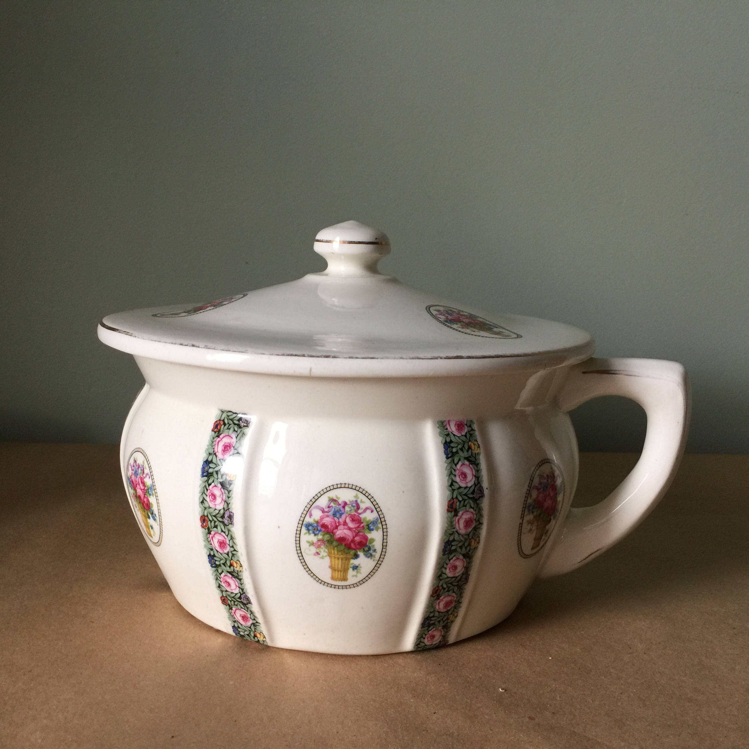 Vintage 1920s Pink Rose Chamber Pot - Etsy