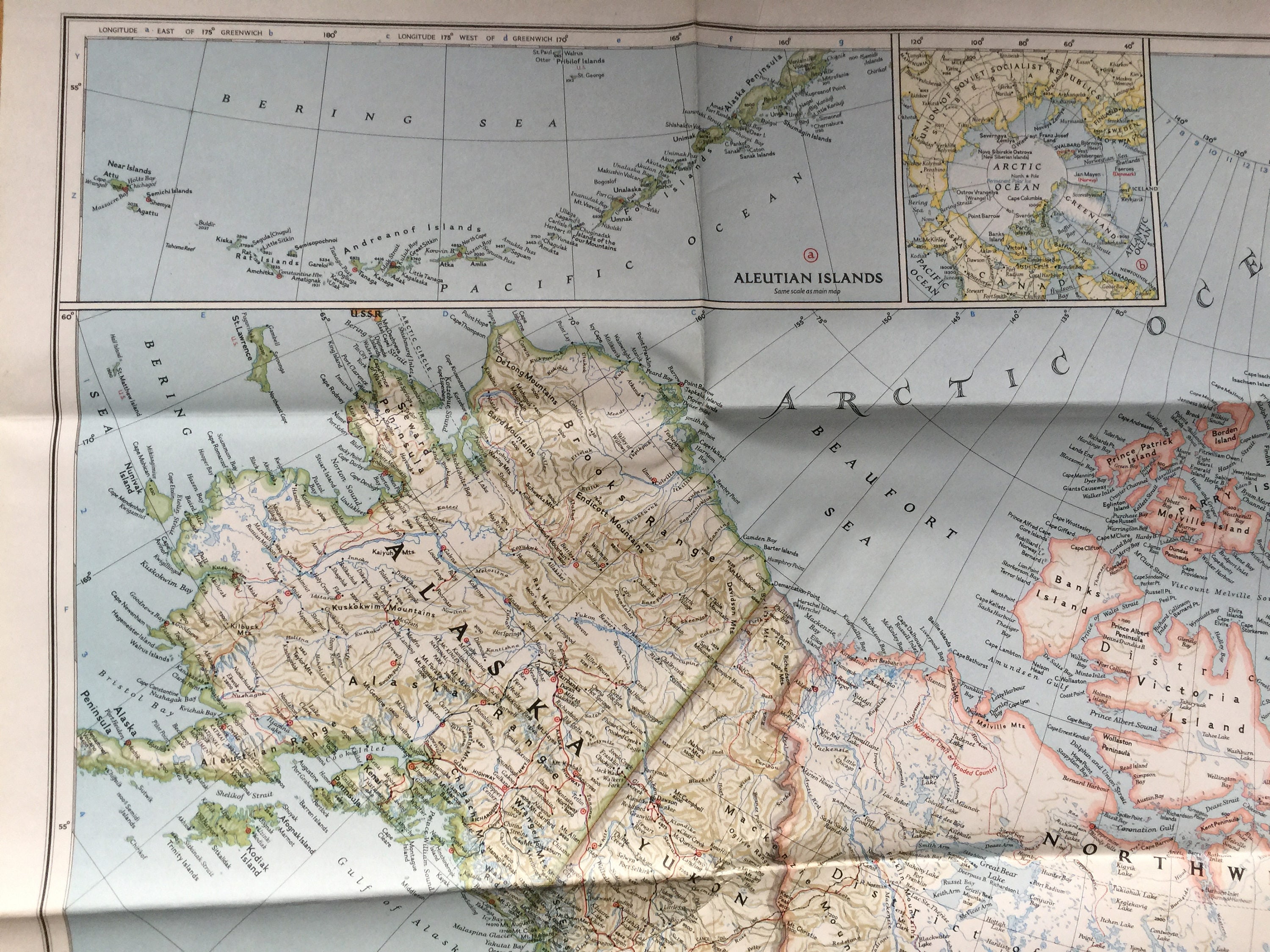 1947 National Geographic Map Canada Greenland Alaska Vintage - Etsy