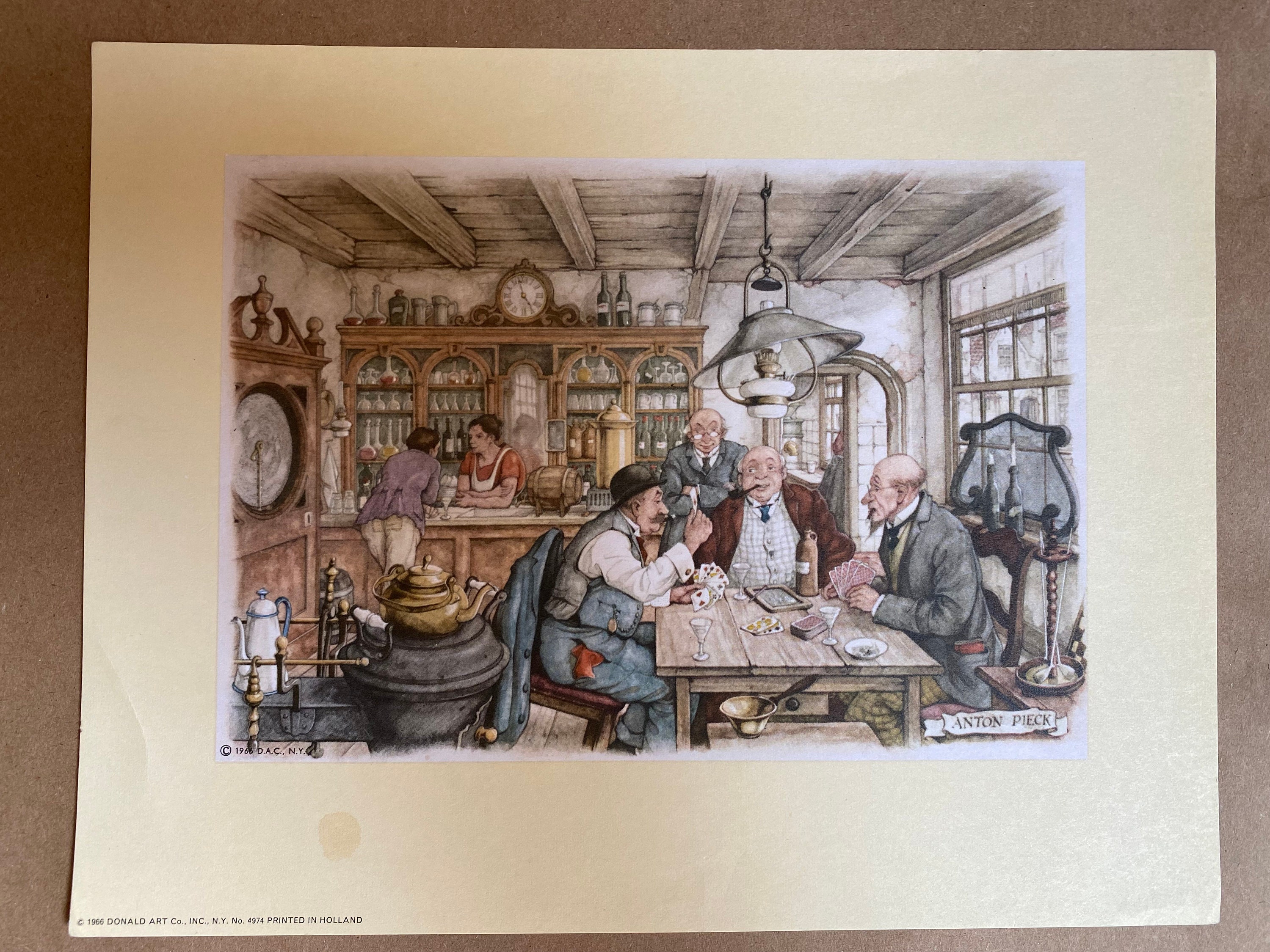Vintage 1966anton Pieck Paper Tole Print 7 X 9 Inch Men at - Etsy