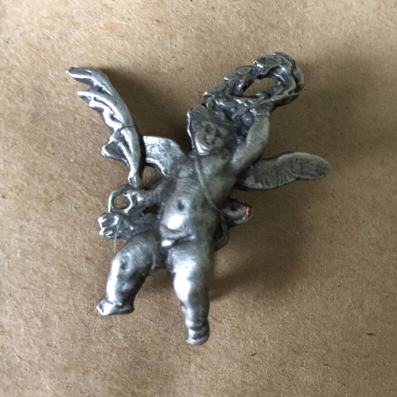 Silver Metal Cupid Brooch Pewter Tone Eros Pin Love Pin - Etsy