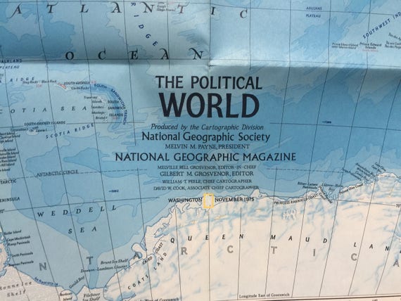 1975 National Geographic Map of the World Old Map for Crafting | Etsy