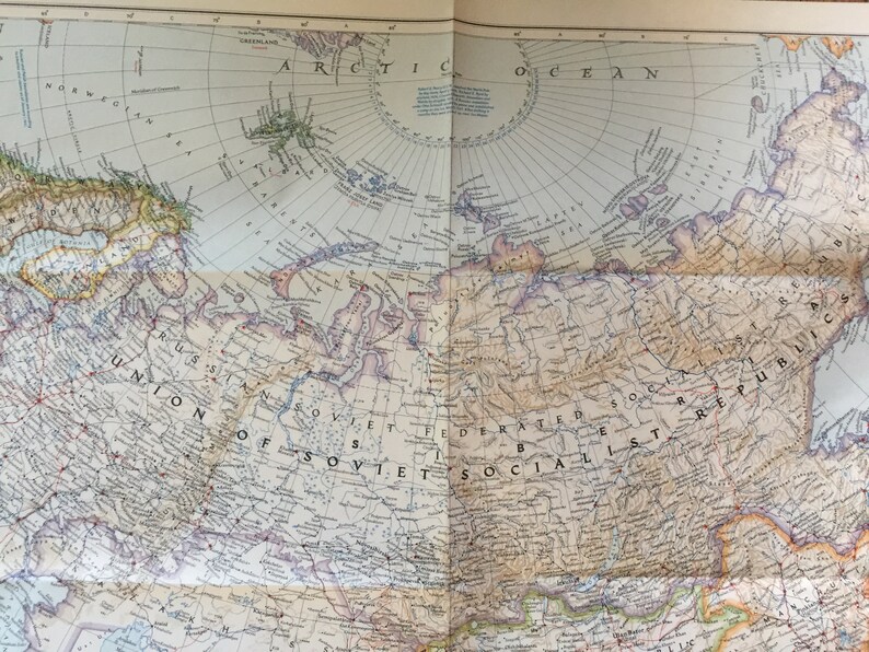 1951 Map of Asia and Adjacent Areas National Geographic Map - Etsy