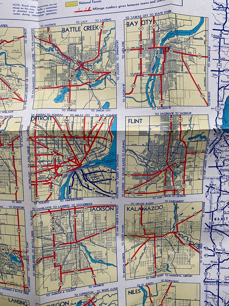 1955 Map of Michigan 50th Anniversary Map of Michigan State | Etsy