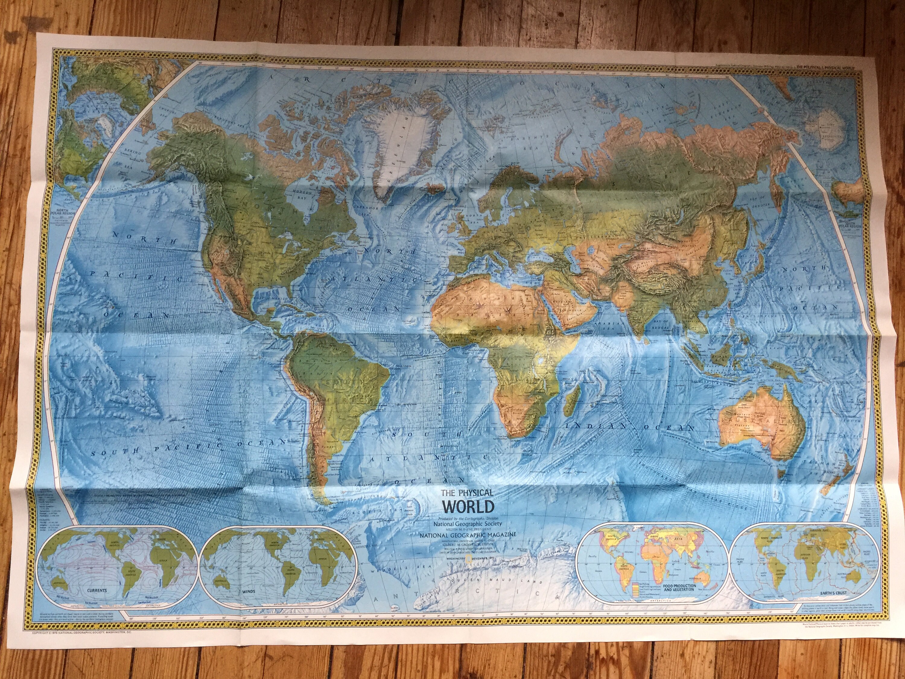 1975 National Geographic Map of the World Old Map for Crafting | Etsy