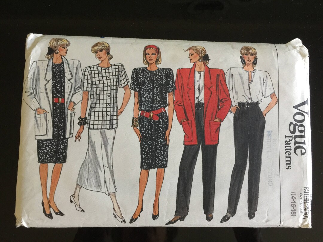Vogue 9823 Woman's Outfit Pattern Uncut Size 14-16-18 Jacket, Dress ...