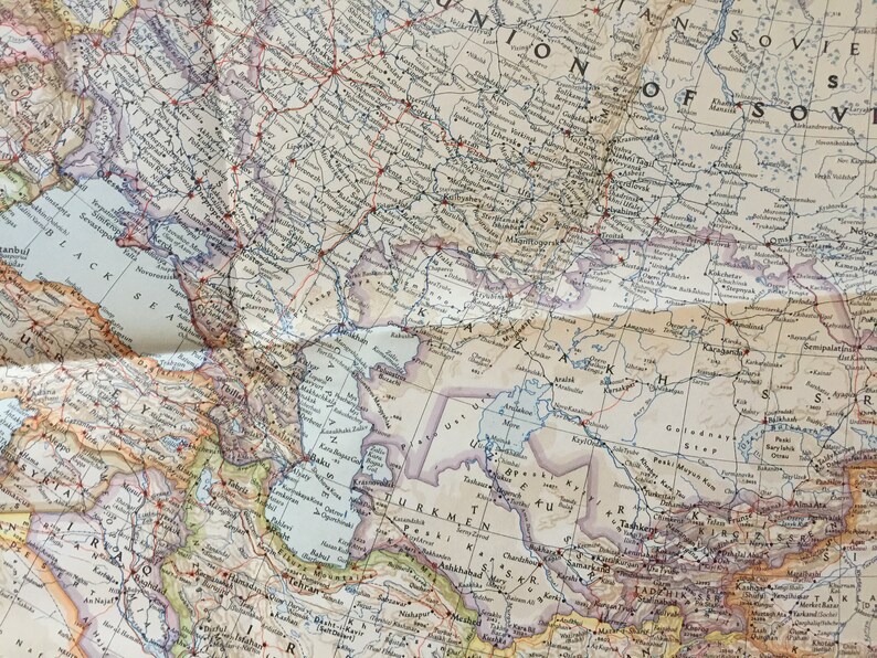 1951 Map of Asia and Adjacent Areas National Geographic Map - Etsy