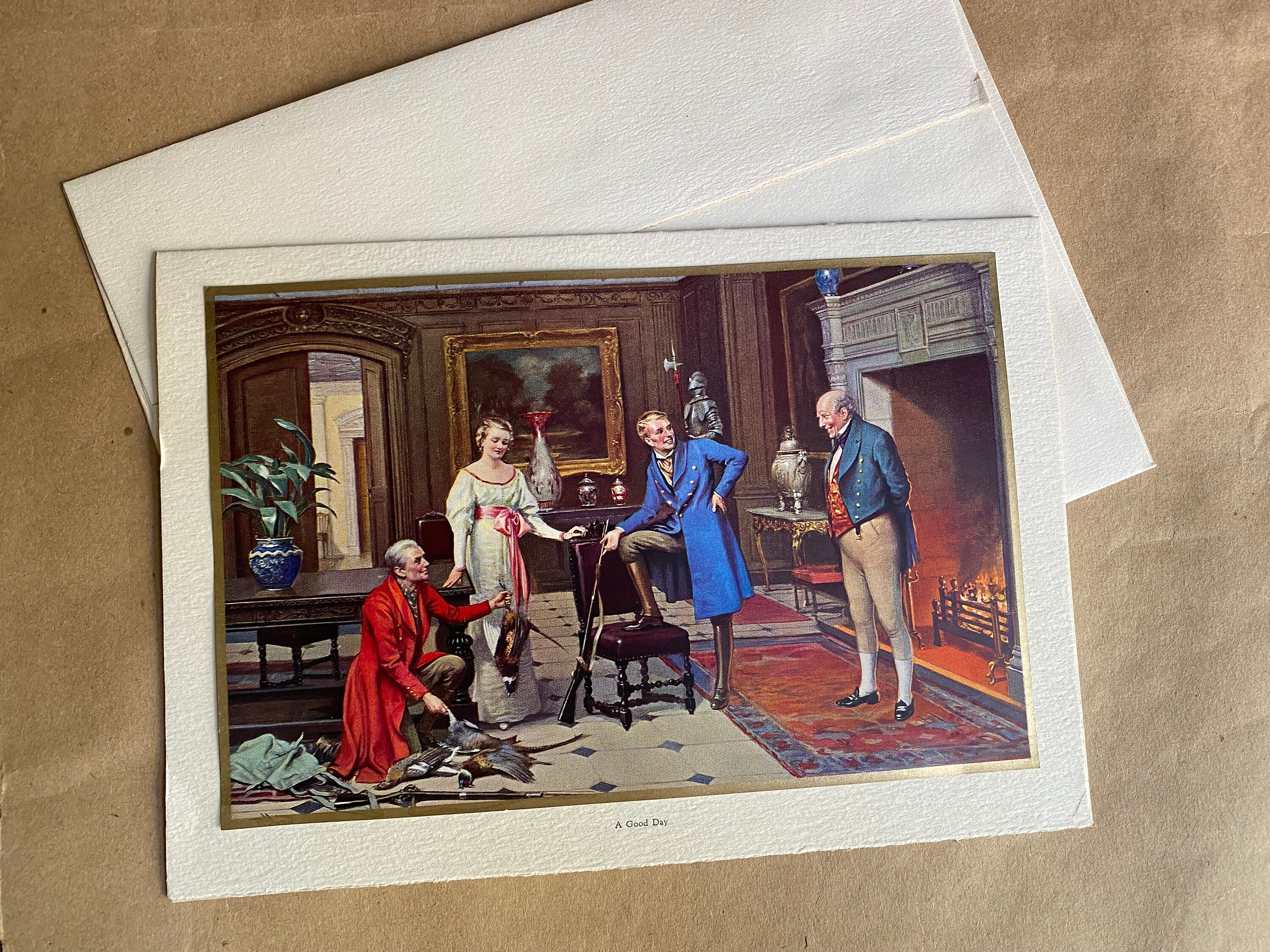 Vintage Large Card Colonial Pheasant Hunting Scene New Old Stock - Etsy