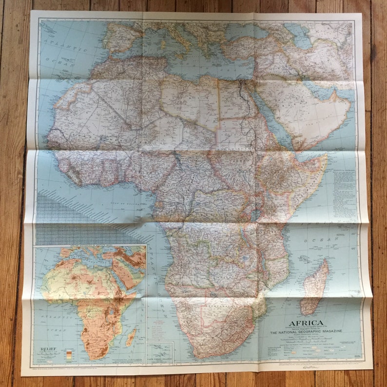 1951 Map of Africa National Geographic Map - Etsy